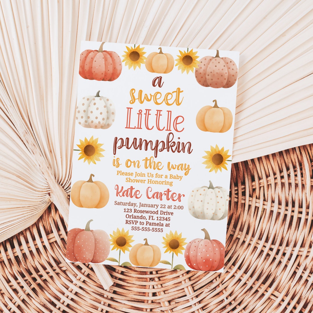 Pumpkin Theme Baby Shower Invitation Pumpkin Baby Shower Fall Theme ...
