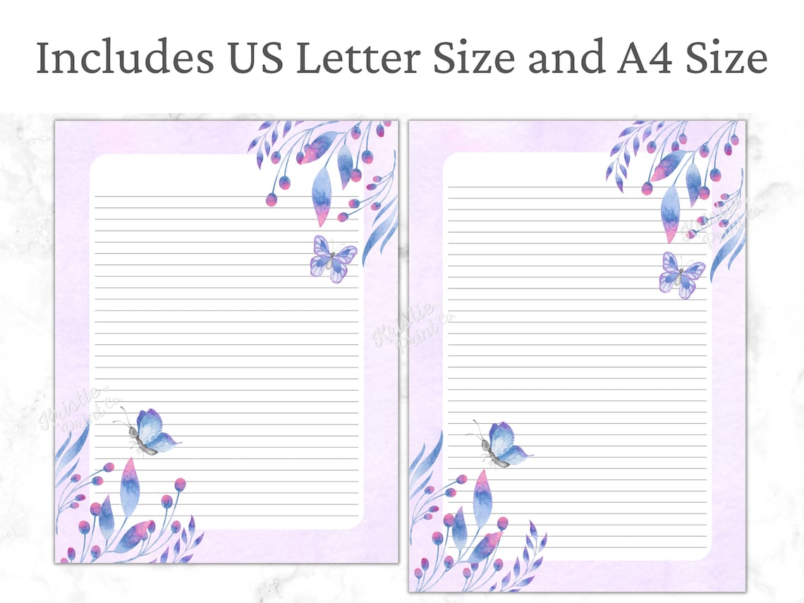 Purple Stationery Set Butterfly Letter Writing Paper Letter - Etsy