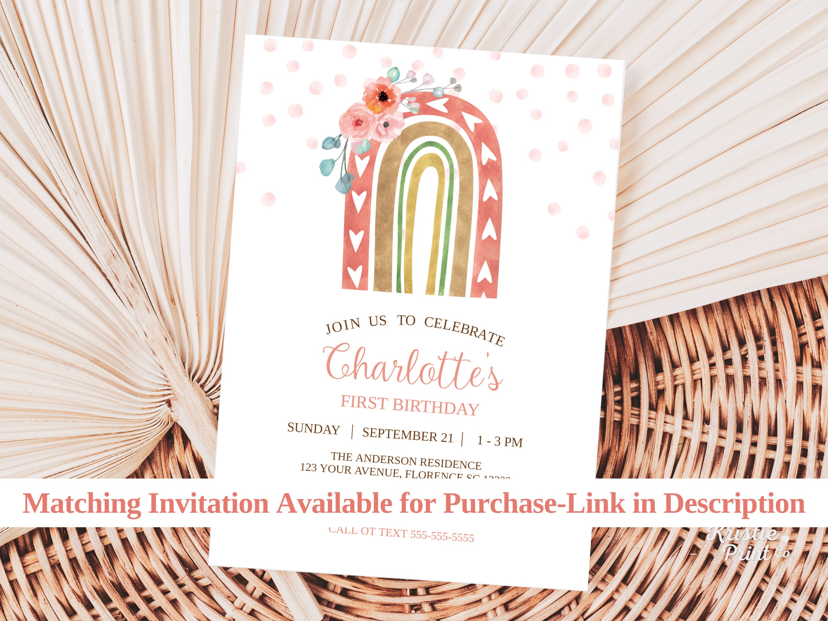 Boho Rainbow Cupcake Toppers, Editable Cupcake Toppers, Boho Rainbow ...