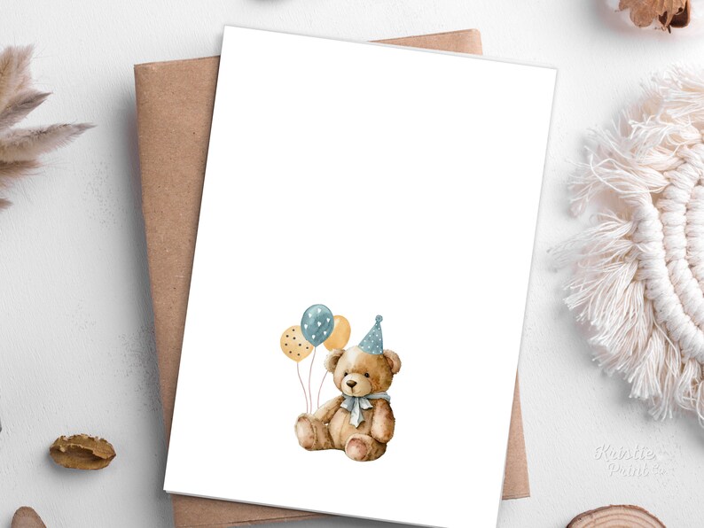 Editable Teddy Bear Birthday Invite, First Birthday Invitation Boy ...