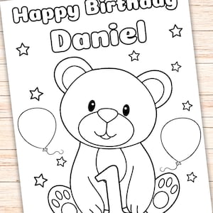 Bear Theme Birthday Activity Sheet, Teddy Bear Coloring Page, Birthday ...