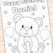 Bear Theme Birthday Activity Sheet, Teddy Bear Coloring Page, Birthday ...