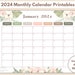 Boho Calendar 2024, Monthly Calendar Printable, Sunday Start Planner ...