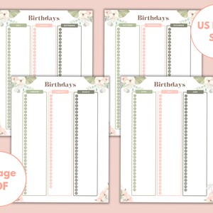 Birthday Tracker Printable, Birthday List, Birthday Planner Printable ...