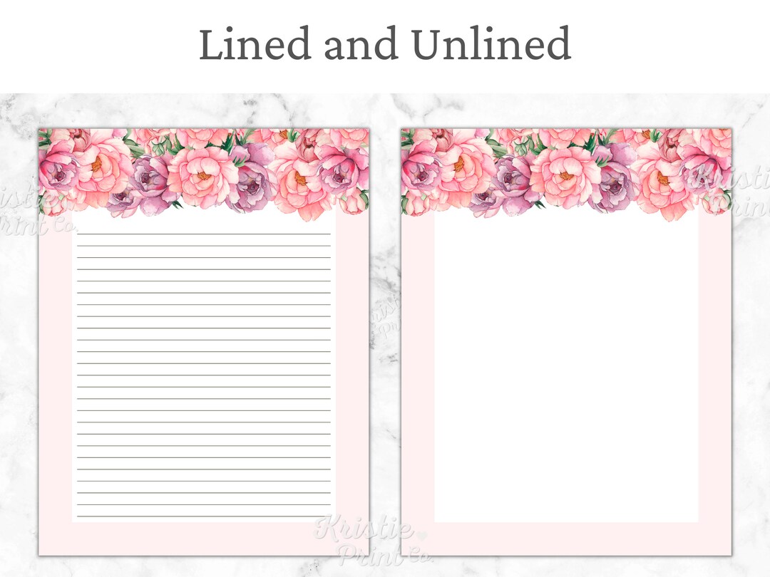 Pink Floral Printable Stationery, Writing Paper, 8.5x11, A4, Pink ...