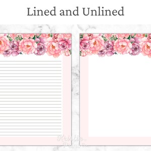 Pink Floral Printable Stationery, Writing Paper, 8.5x11, A4, Pink ...