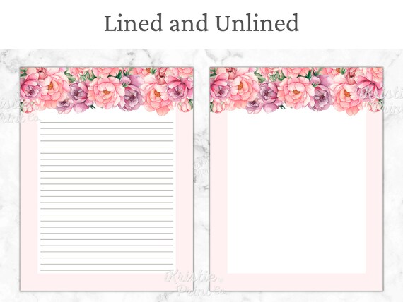 Pink Floral Printable Stationery Writing Paper 8.5x11 A4 - Etsy