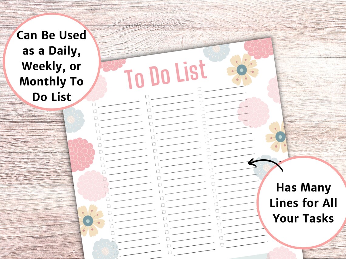 To Do List Printable to Do List Planner Page Productivity - Etsy