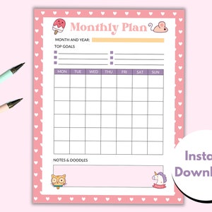 Kawaii Planner Printable, A5 Planner Inserts, A4 Planner, US Letter ...