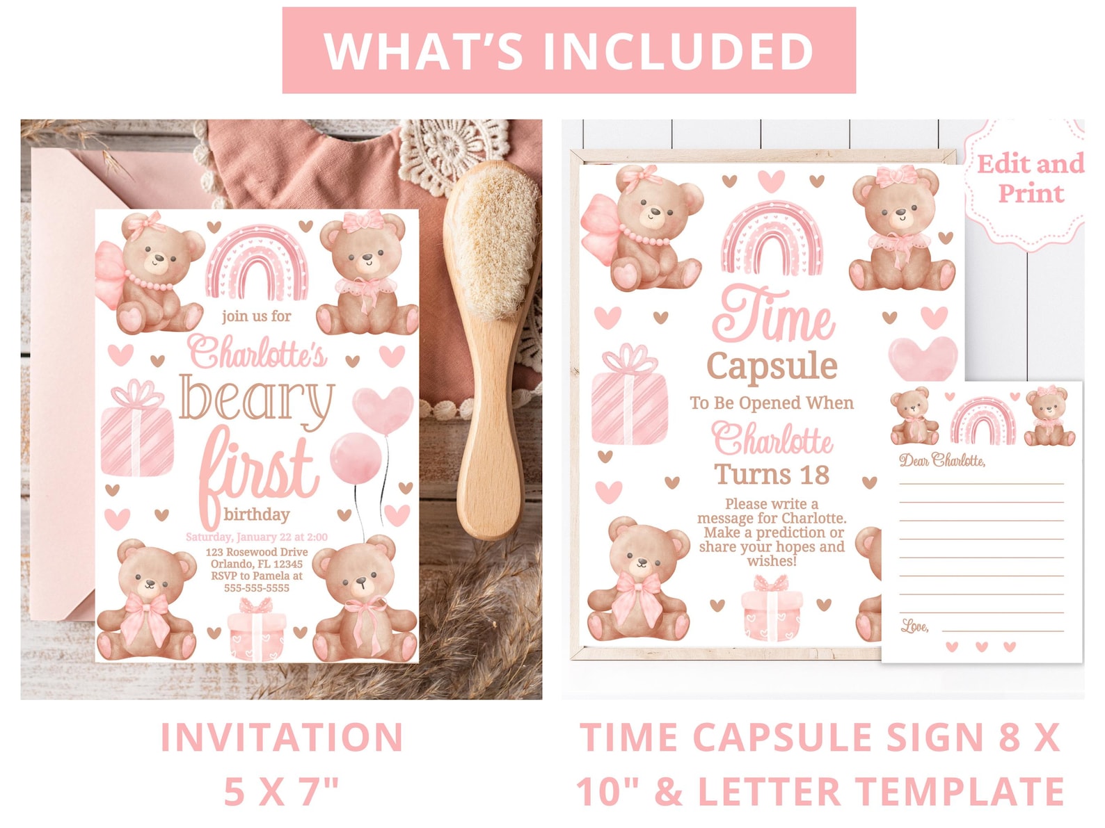 Beary First Birthday Bundle Girl Bear First Birthday Coquette Birthday ...