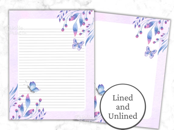 Purple Stationery Set Butterfly Letter Writing Paper Letter | Etsy
