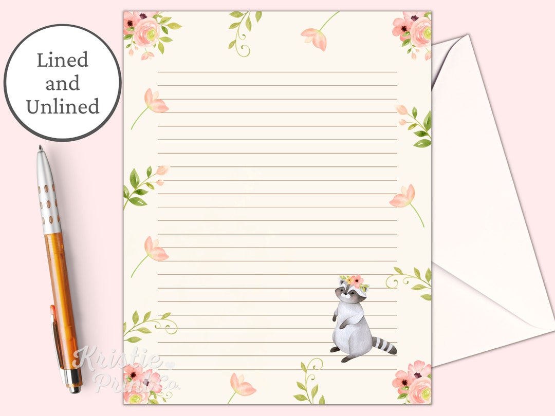 Racoon Stationery, Cute Letter Writing Paper, Cottage Core Stationery ...