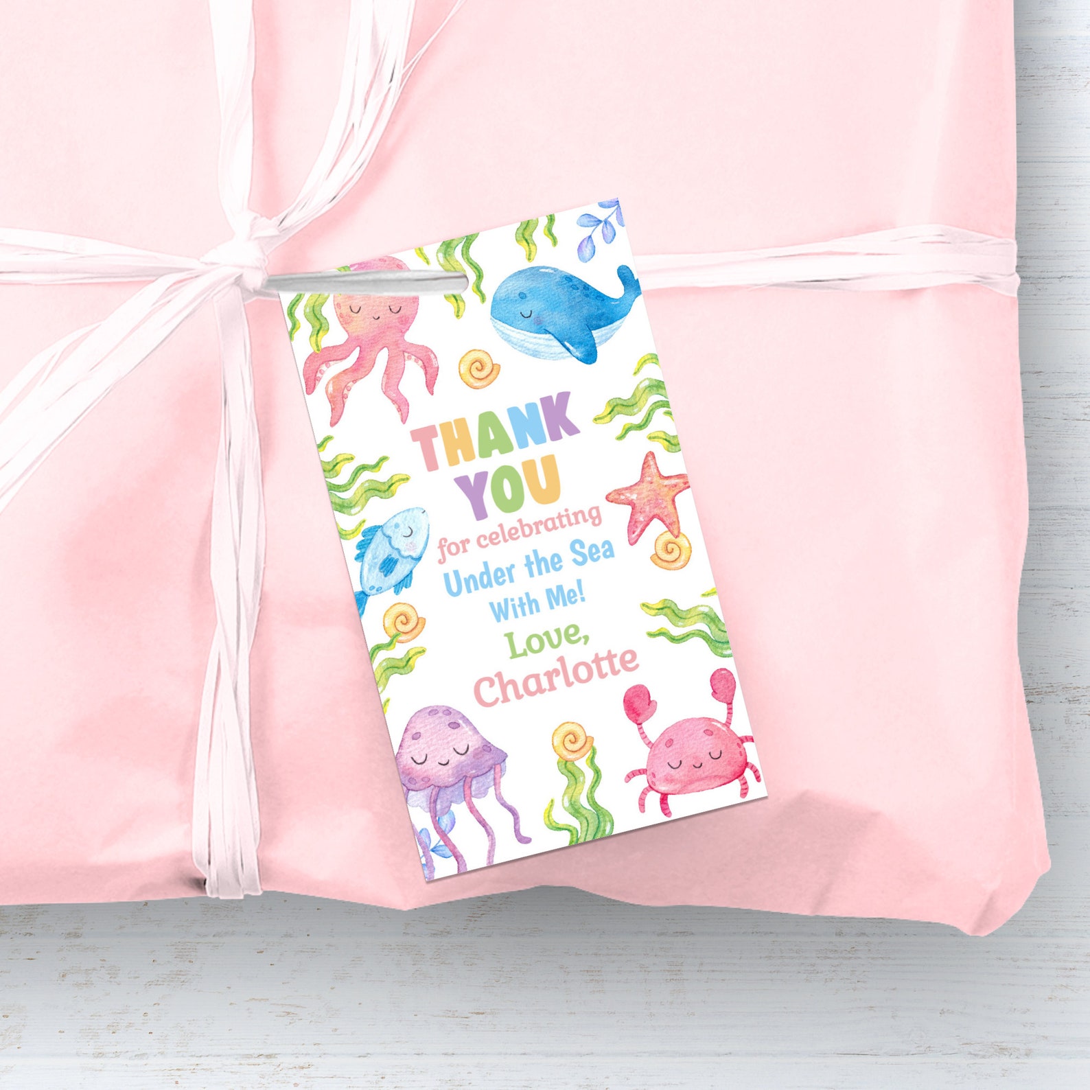 Oneder the Sea Thank You Tags Under the Sea Party Printable Favor Tags ...