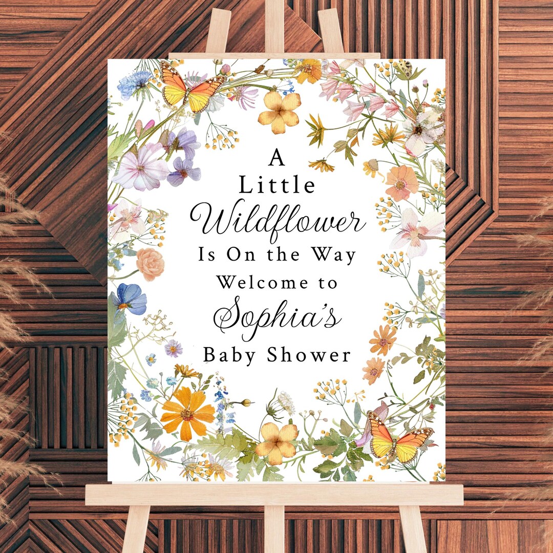 Wildflower Baby Shower Welcome Sign Boho Floral Baby Shower Decor ...