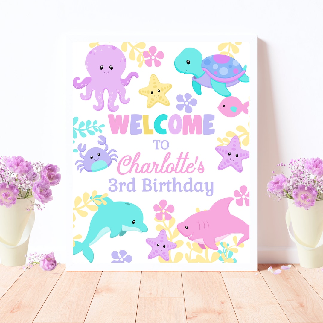 Under the Sea Birthday Welcome Sign Under the Sea Party Welcome Poster ...