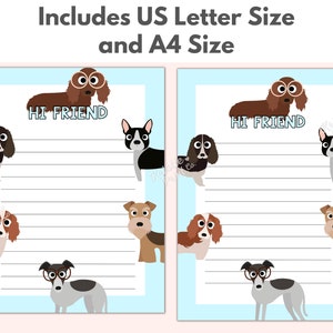 Dog Stationery for Kids, Printable Dog Stationary, Cute Kids Stationary ...