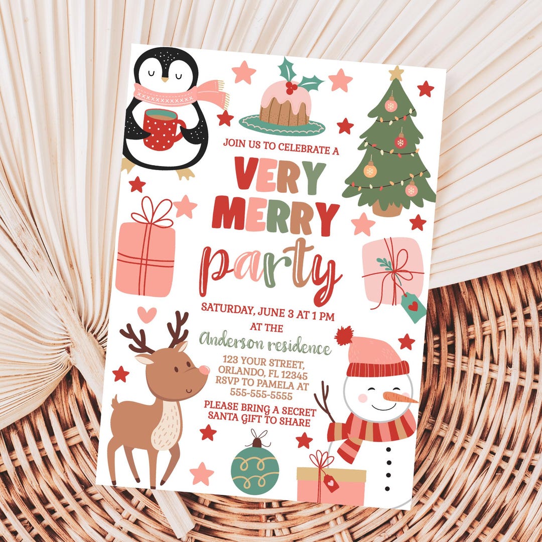 Editable Christmas Party Invitation for Kids Holiday Invitation ...