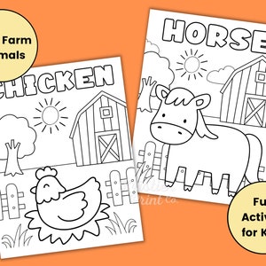 Farm Animal Coloring Pages for Kids, Farm Activity Sheet, Farm Birthday ...