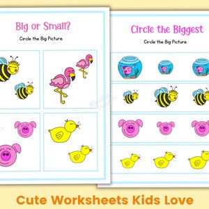 Big Small Worksheets, Learning Sizes Printable, Preschool Worksheets ...