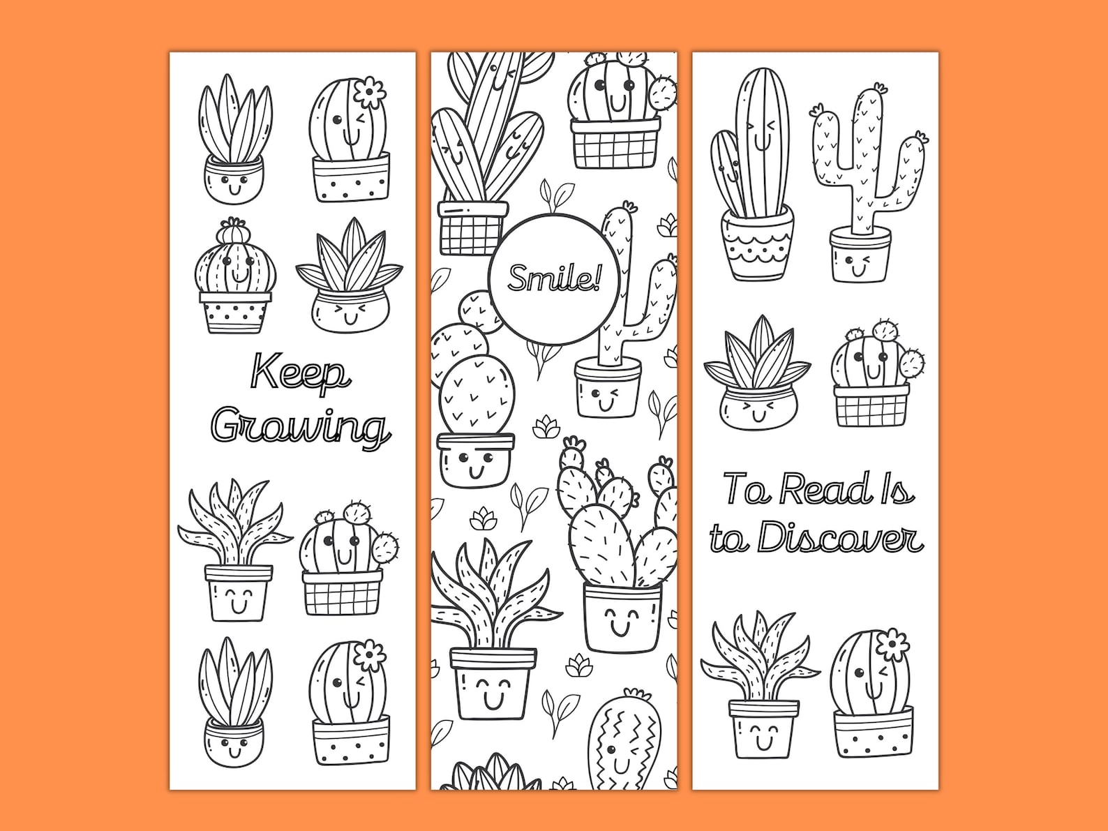 Printable Bookmarks to Color, Houseplant Bookmark, , Cactus Bookmark ...