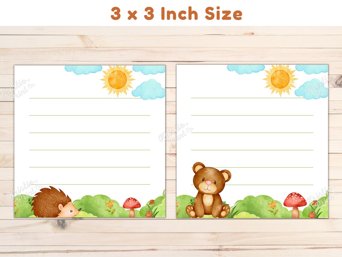 Woodland Printable Memo Pad, Printable Memo Pad PDF, Bear Memo, Cute ...