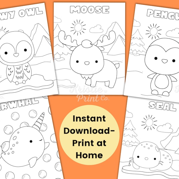 Arctic Animal Coloring Pages - Etsy