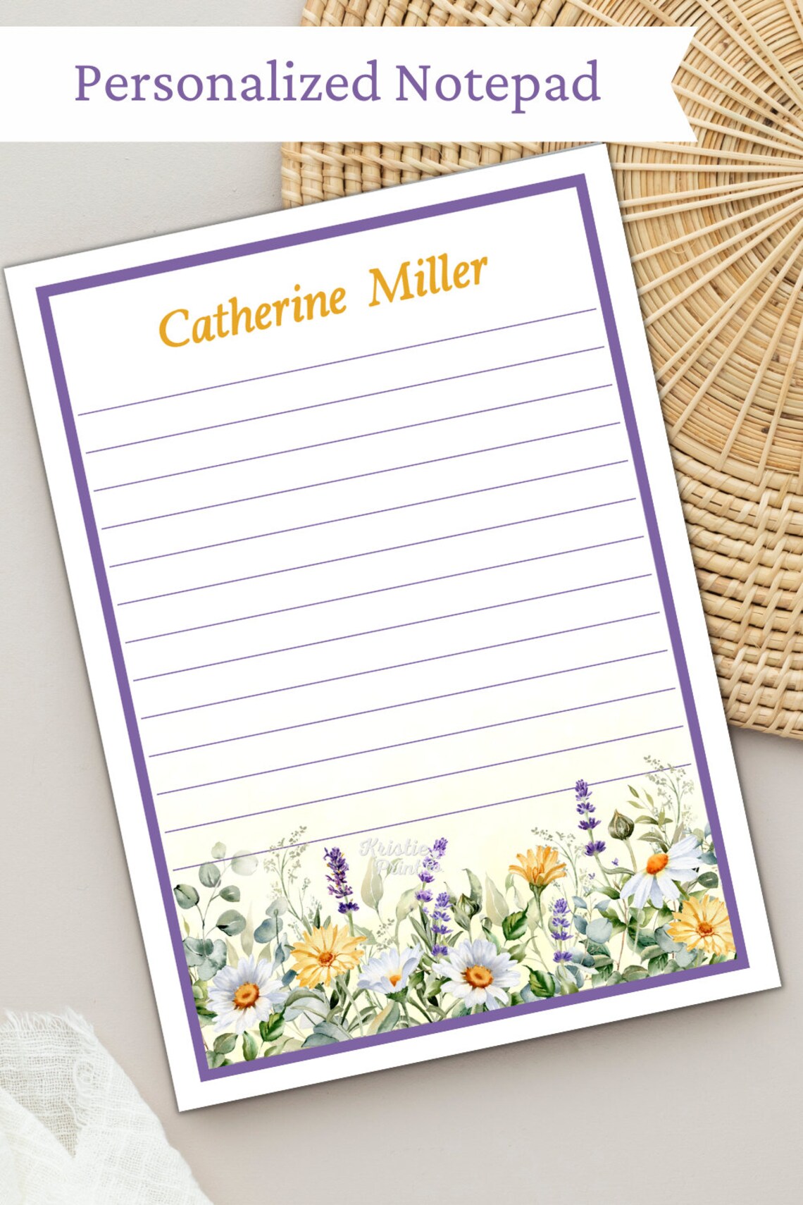 Printable Notepad Notepad Digital Download Custom Note Paper ...