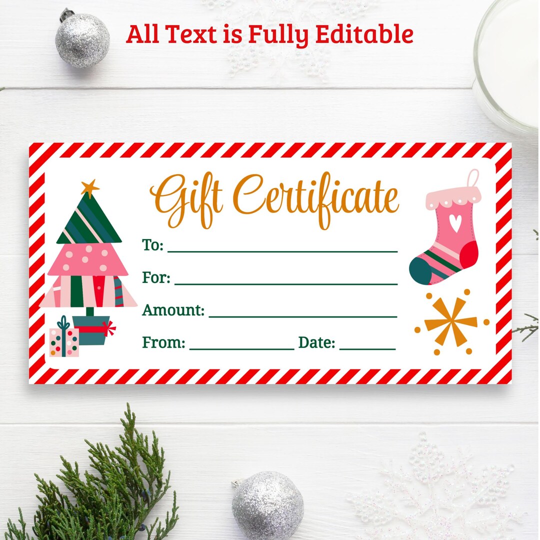 Custom Christmas Gift Certificate Template Christmas Voucher Printable ...