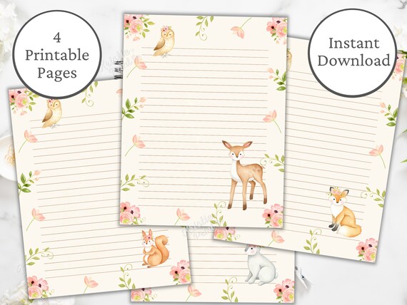 Woodland Stationary Digital Note Paper Download Writing - Etsy