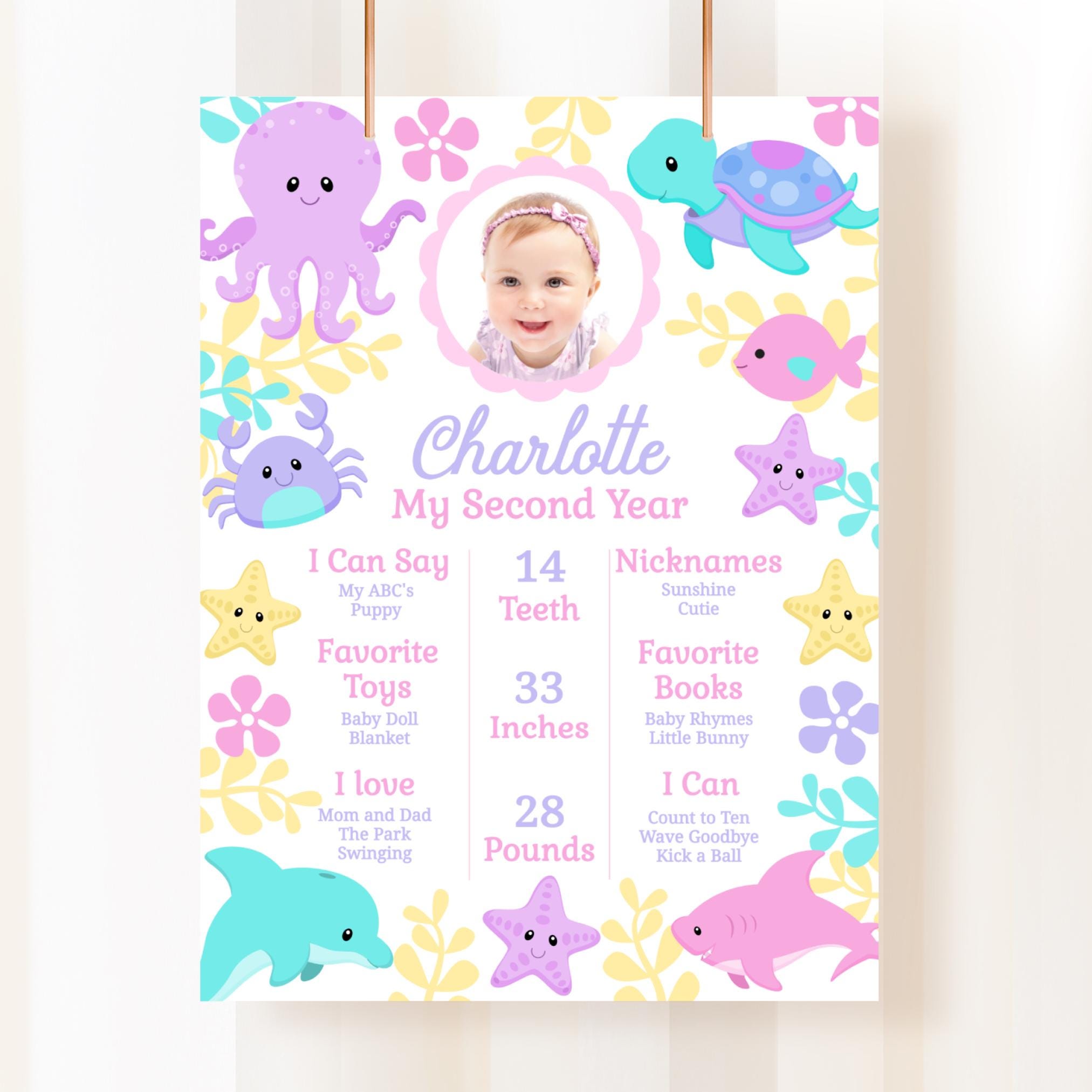 Editable Under the Sea Milestone Sign Under the Sea Party Milestone ...