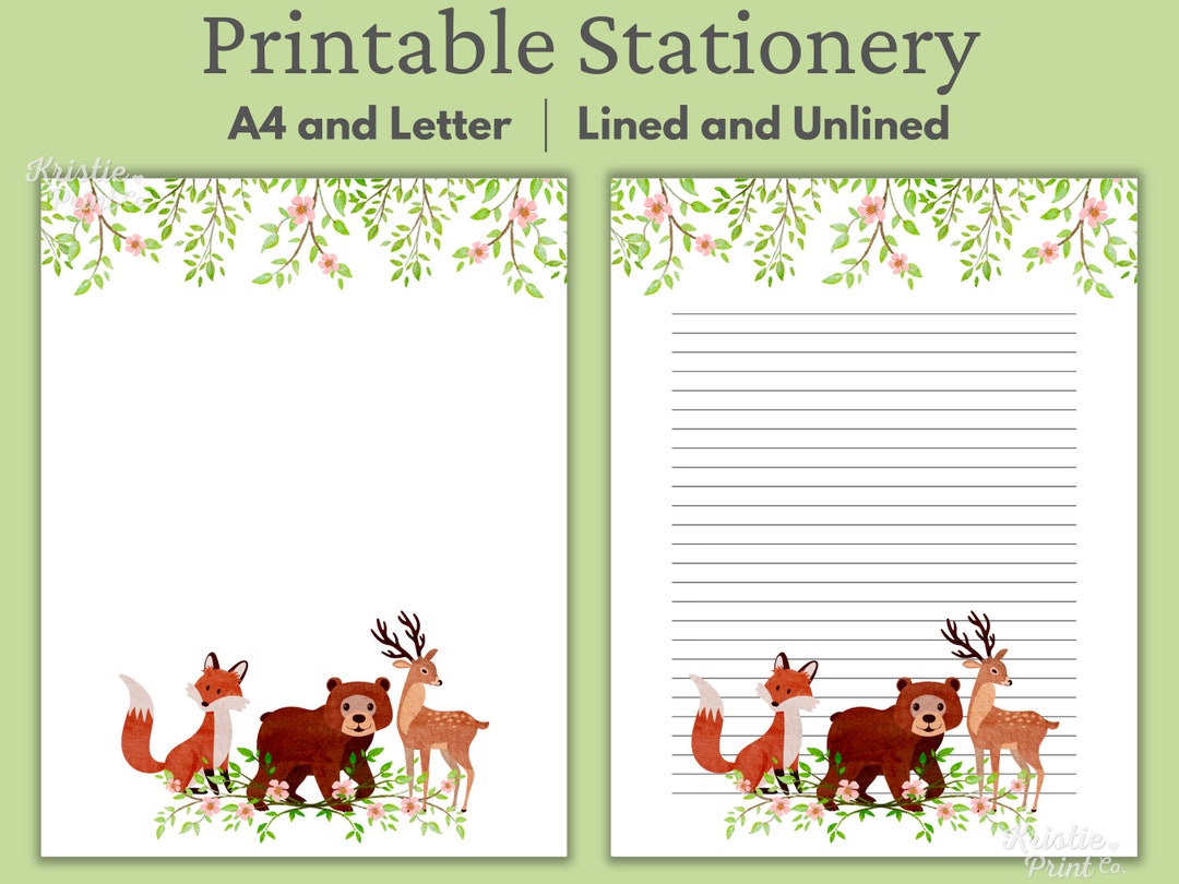 Woodland Writing Paper, Forest Animals Writing Paper Printable ...