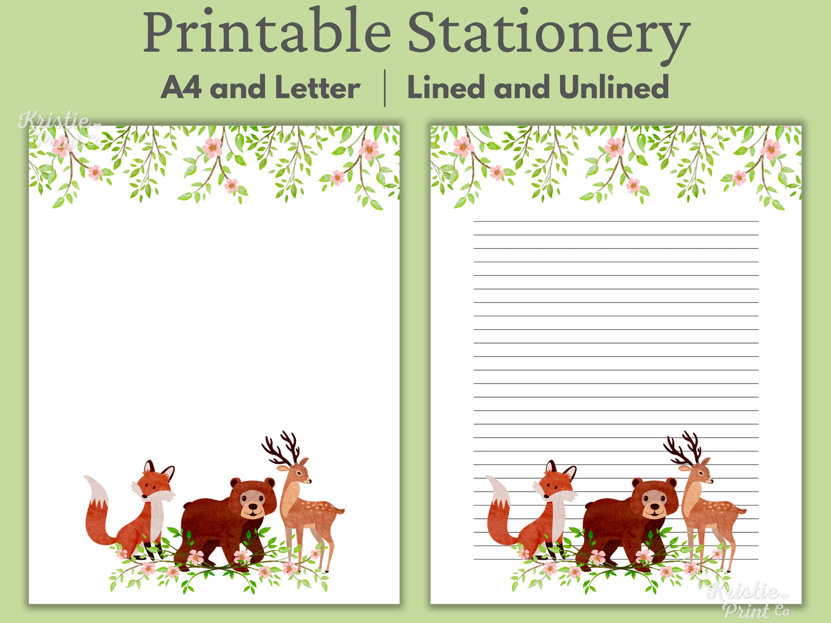Woodland Writing Paper, Forest Animals Writing Paper Printable ...