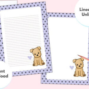 Puppy Stationary, Animal Stationery, Printable Stationery Dog ...