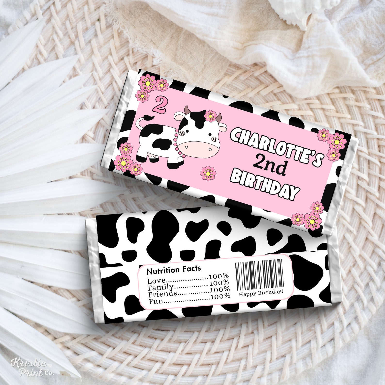 Candy Bar Wrappers for Birthday Cow Theme Birthday Party Decoration Cow ...