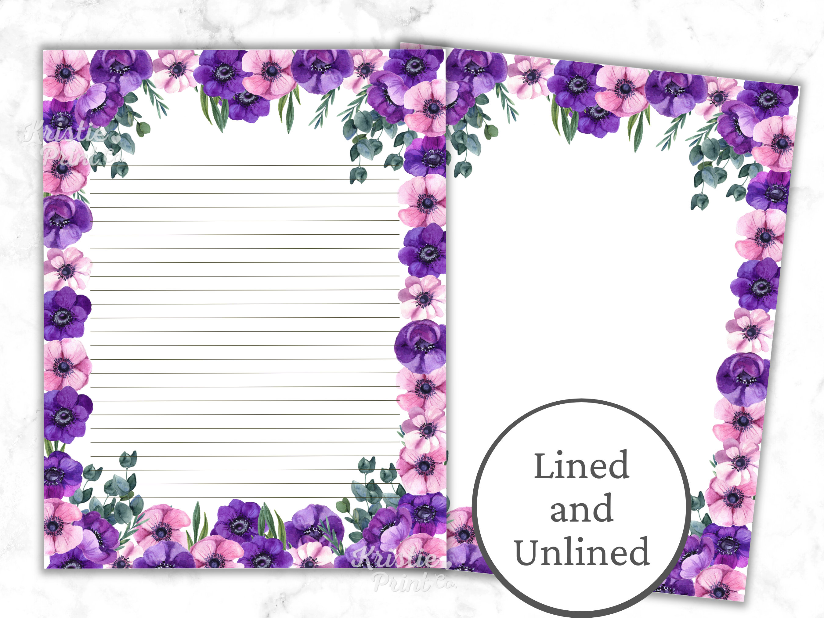 Purple Flower Page Borders