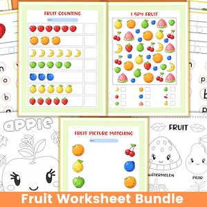 Fruit Worksheets for Kids, Fruit Preschool Worksheets, Kindergarten ...