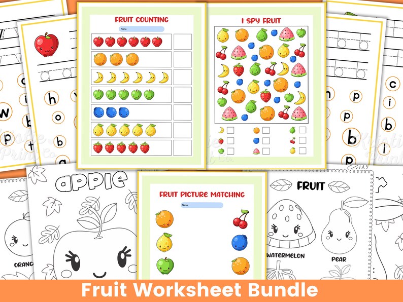 Fruit Worksheets for Kids, Fruit Preschool Worksheets, Kindergarten ...