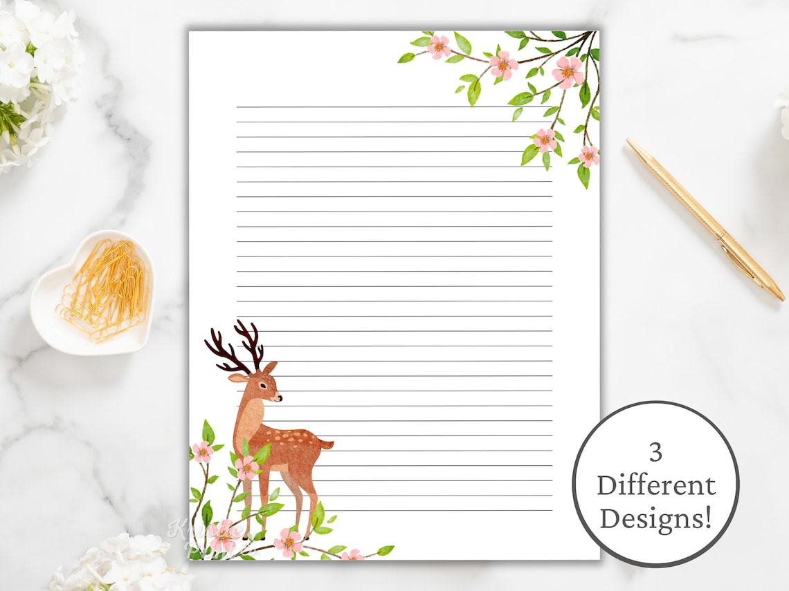 Cute Woodland Stationery, Forest Animals Stationery, Digital Note Paper ...
