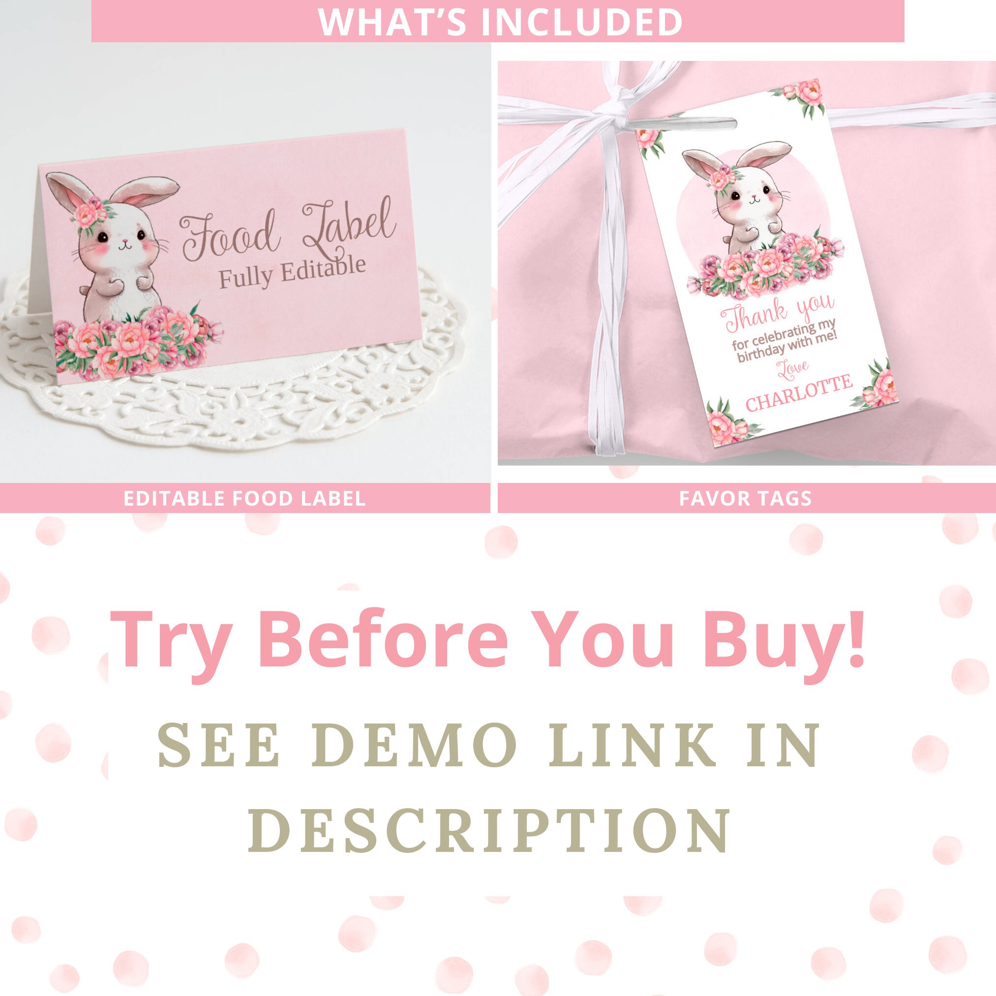 Editable Bunny Birthday Decor Birthday Party Bundle Some Bunny is One ...