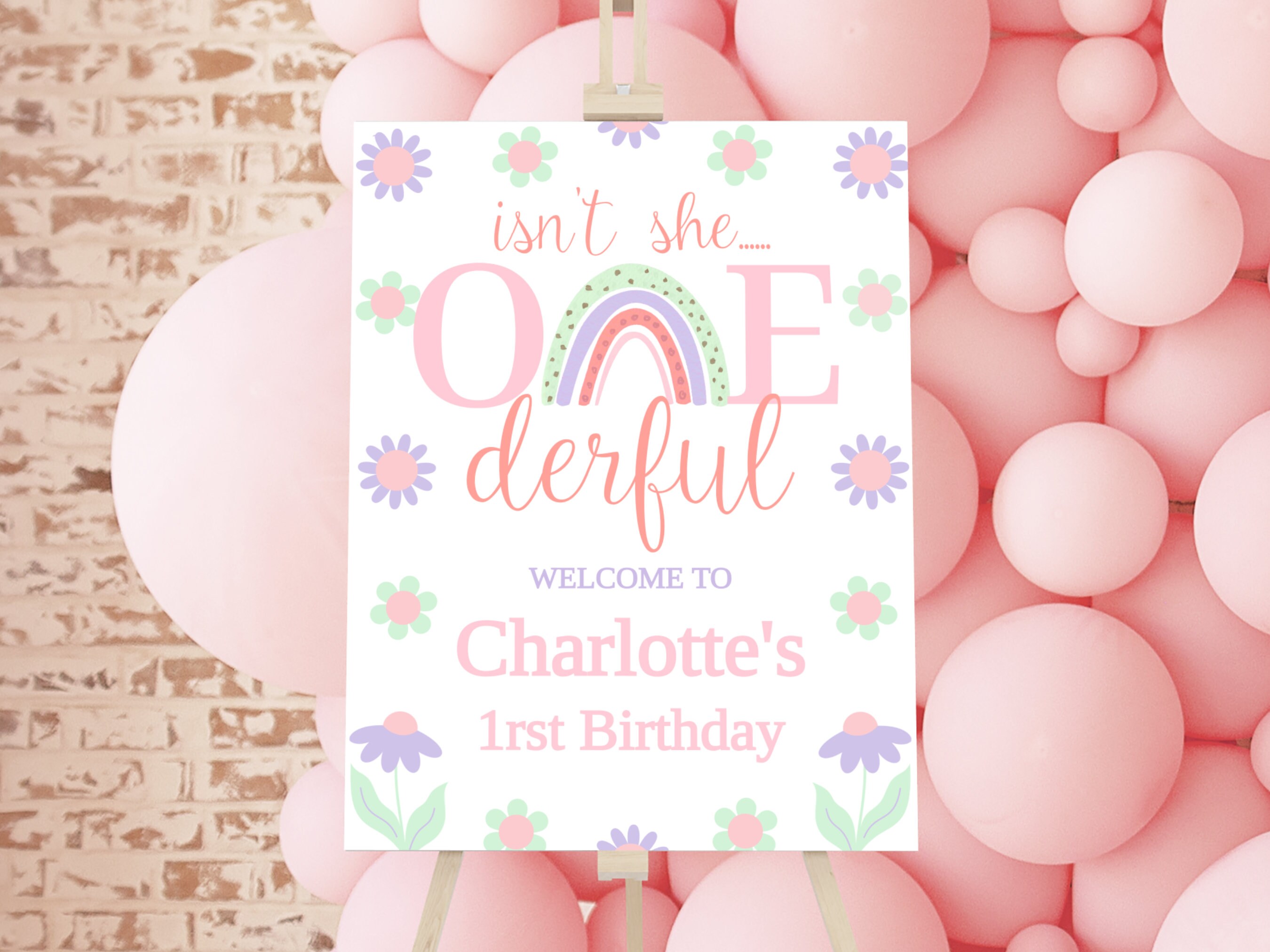 Isnt She Onederful Birthday Sign Editable Girl First Birthday First ...