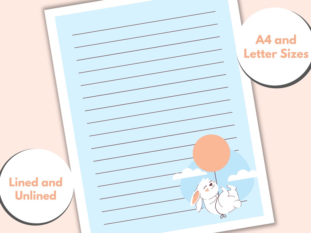 Bunny Stationery, Kawaii Stationery Printables, Printable Animal ...