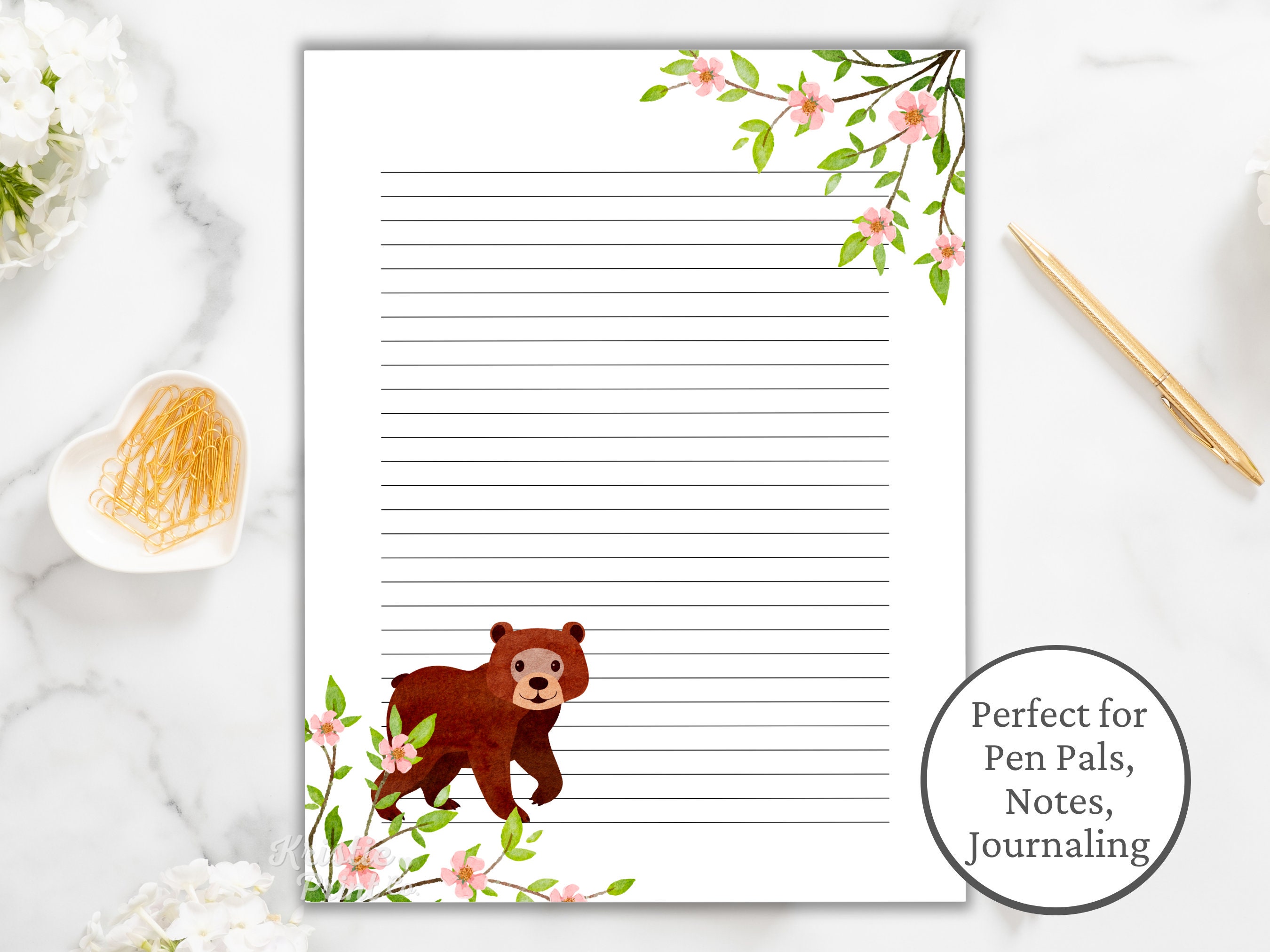 Cute Woodland Stationery, Forest Animals Stationery, Digital Note Paper ...