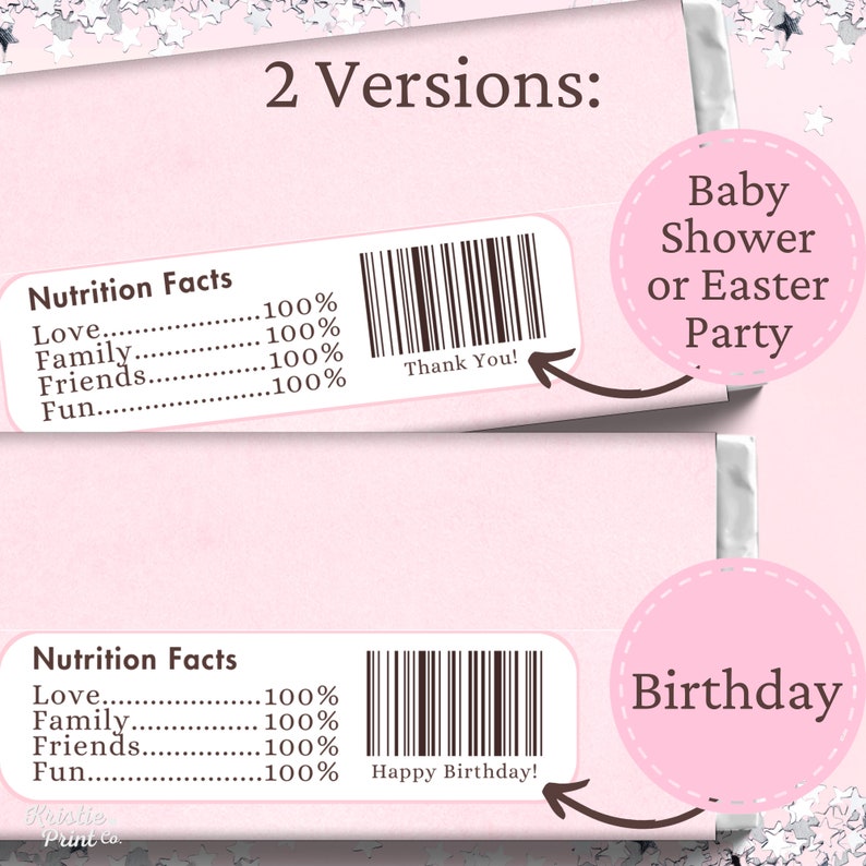 Bunny Candy Bar Wrappers Bunny Baby Shower Favors Birthday Party Girl ...
