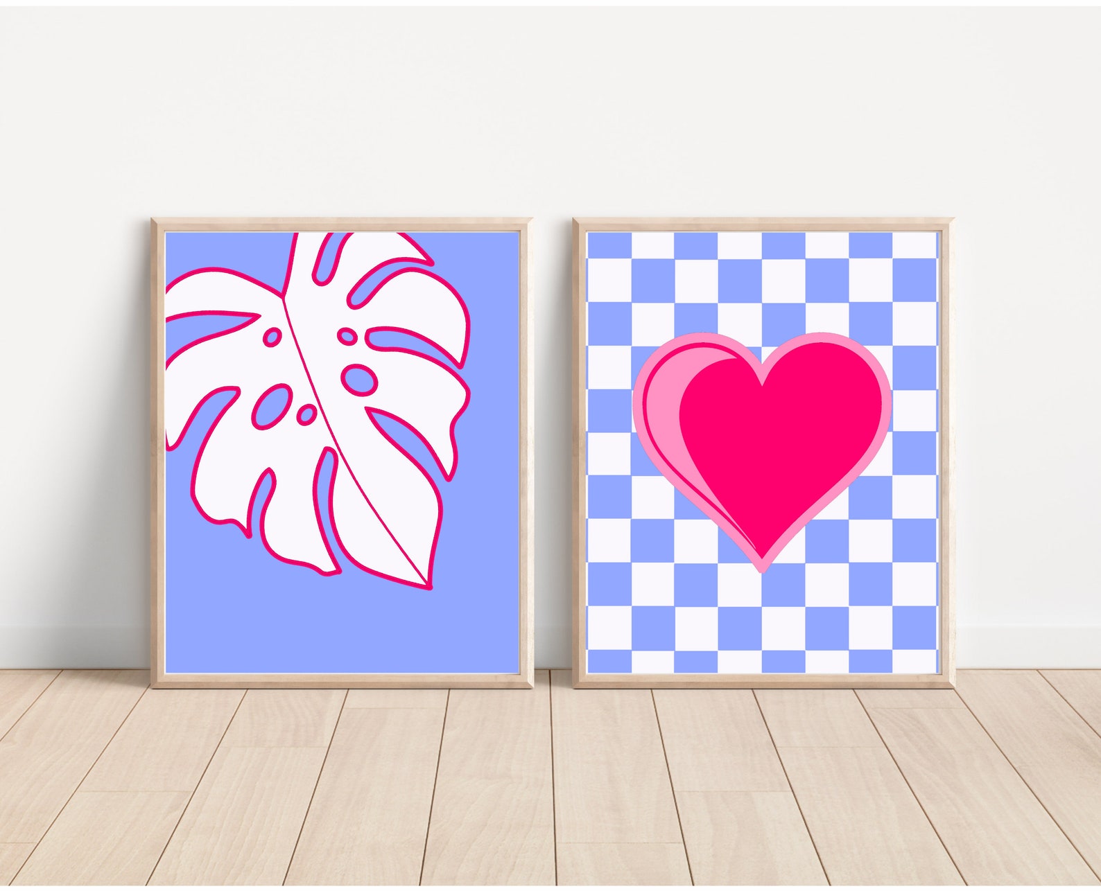 Preppy Heart Wall Art Trendy Poster Prints Purple Wall Art Set of 3 ...