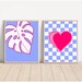 Preppy Heart Wall Art Trendy Poster Prints Purple Wall Art Set of 3 ...