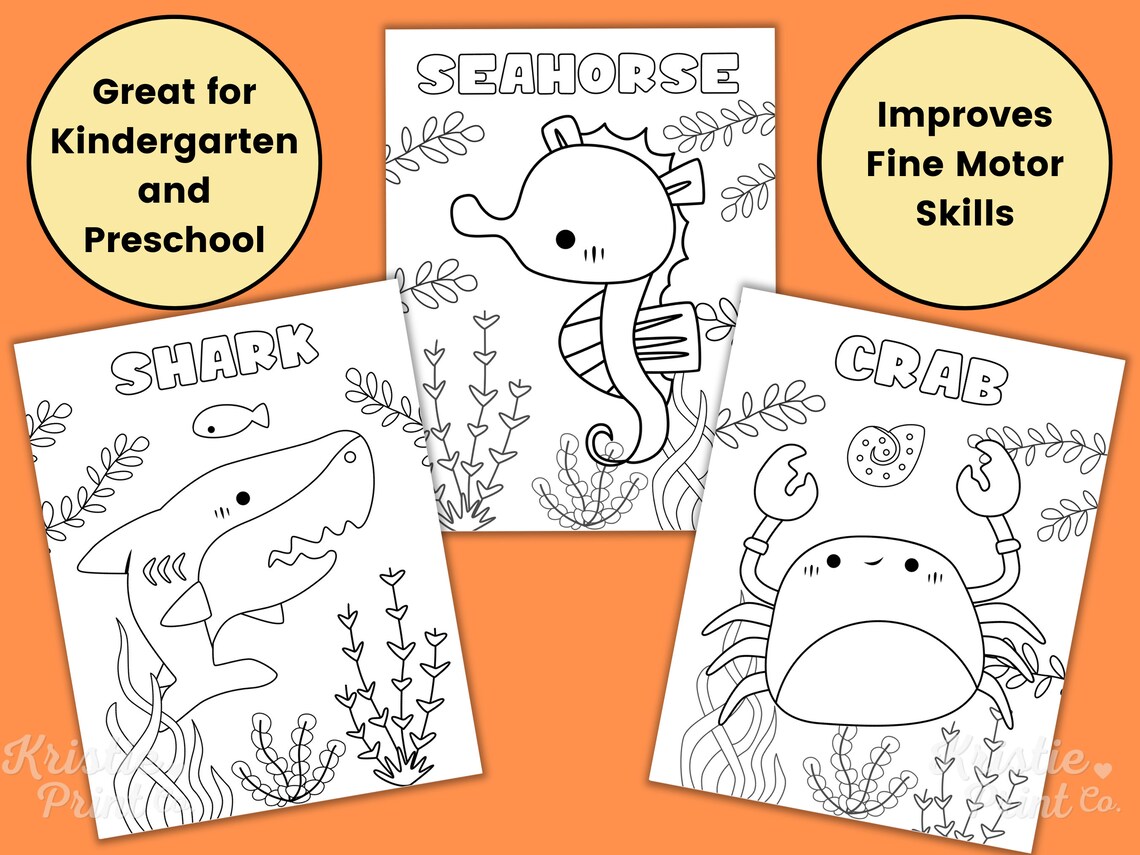Sea Animal Coloring Pages for Kids, Kids Party Games, Under the Sea ...