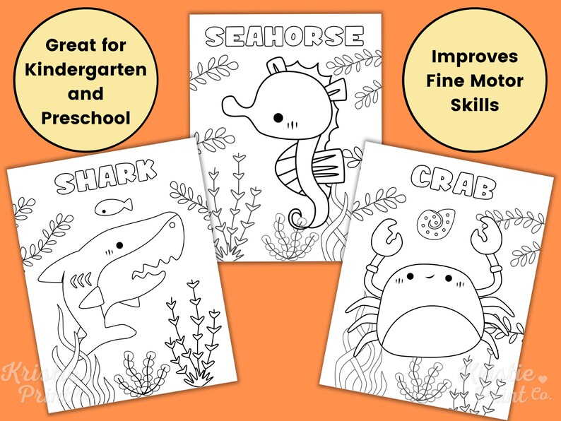 Sea Animal Coloring Pages for Kids, Kids Party Games, Under the Sea ...