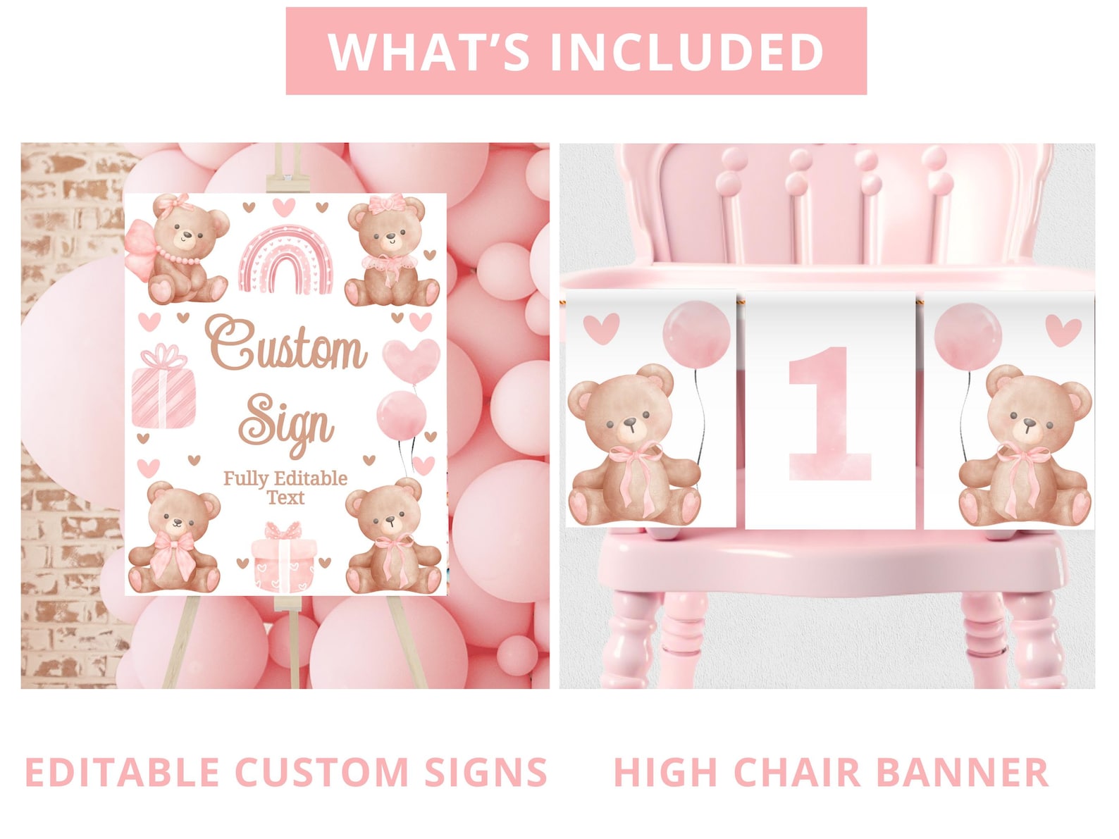 Beary First Birthday Bundle Girl Bear First Birthday Coquette Birthday ...