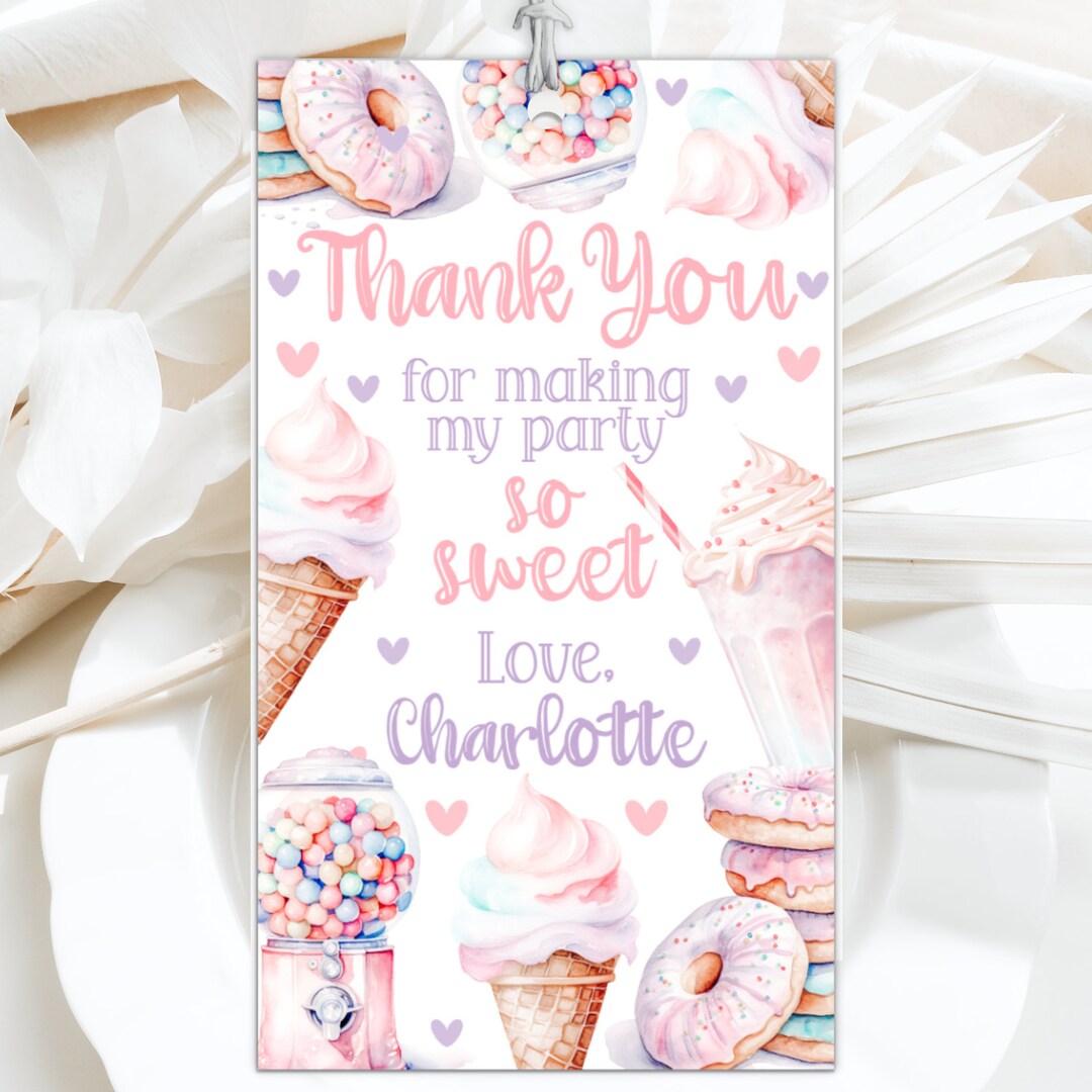 Sweet One Thank You Tag Sweet One Birthday Favor Tag Editable Thank You ...