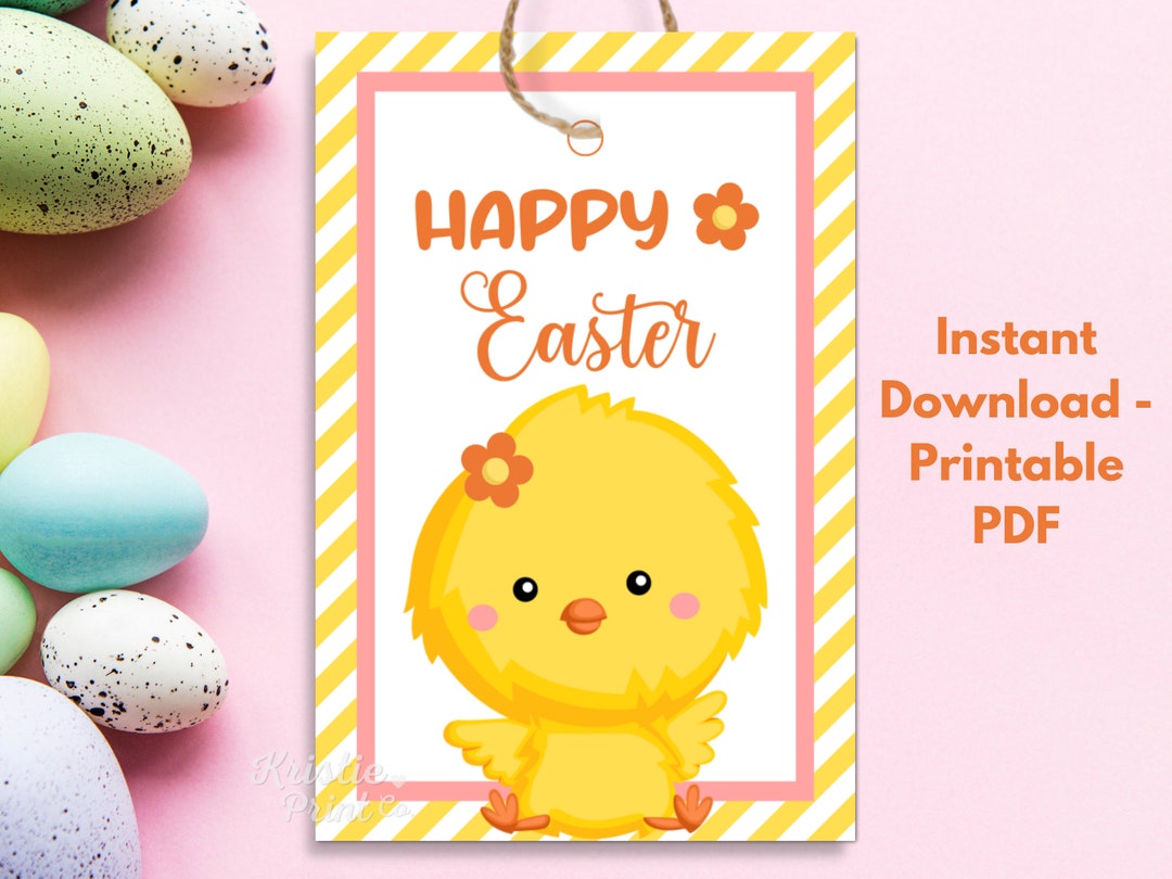 Happy Easter Tag, Easter Gift Tags Printable, Basket Tags for Easter ...